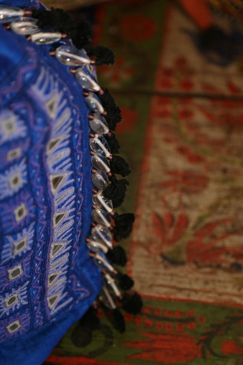 Large Rabari Tribal Bag in Blue Silk Hand Embroidered By Soniben Haja ...